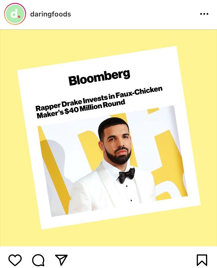 Rapper Drake investe na rodada de US$ 40 milhões em frango plant-based